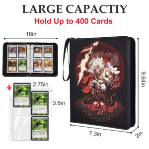 Trading Card Binder for One Piece Card Game,4 Pocket with 50 Sleeves up to 400 Cards One Piece TCG Card Binder,Portable Waterproof Card Storage Book with Sleeves for Game Cards Collection