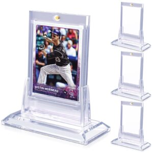 4ct magnetic card holders for trading cards, 35pt acrylic baseball card holders with 4 card stands card protector hard plastic fit for yugioh, mtg and sport cards (4)