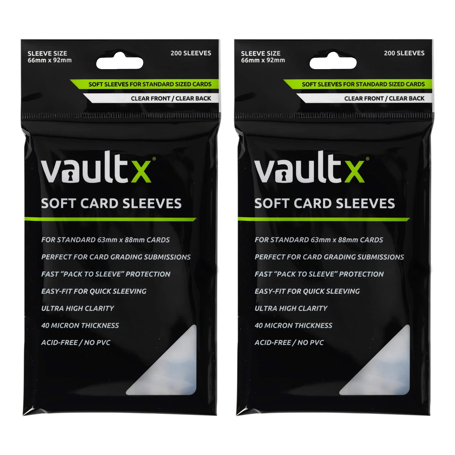 Vault X Soft Trading Card Sleeves - 40 Micron High Clarity Penny Sleeves for TCG