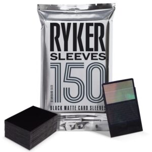 ryker sleeves standard matte card sleeves, 5x stronger, for magic the gathering mtg card sleeves pokemon trading cards board games (1 pack, black)