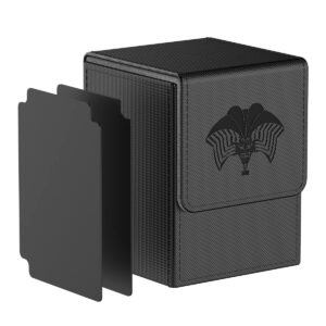 bheddi card deck box compatible with ygo cards, card holder cases with 2 dividers per holder, large size fit 110 cards (exodia) (black)