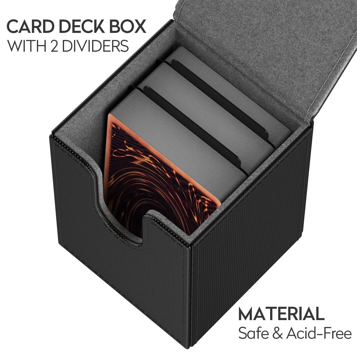 Bheddi Card Deck Box compatible with YGO Cards, Card Holder Cases with 2 Dividers per Holder, Large Size Fit 110 Cards (Exodia) (Black)