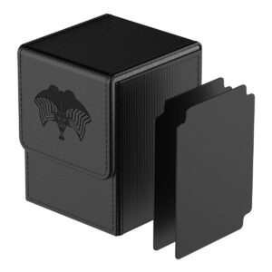 Bheddi Card Deck Box compatible with YGO Cards, Card Holder Cases with 2 Dividers per Holder, Large Size Fit 110 Cards (Exodia) (Black)