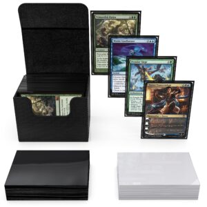 mtg deck box (black) | 100 card deck box kit - includes inner and outer sleeves. yugioh deck box. ultra compatible pokemon deck box. tcg pro deck box mtg. mtg commander deck box. magic the gathering.