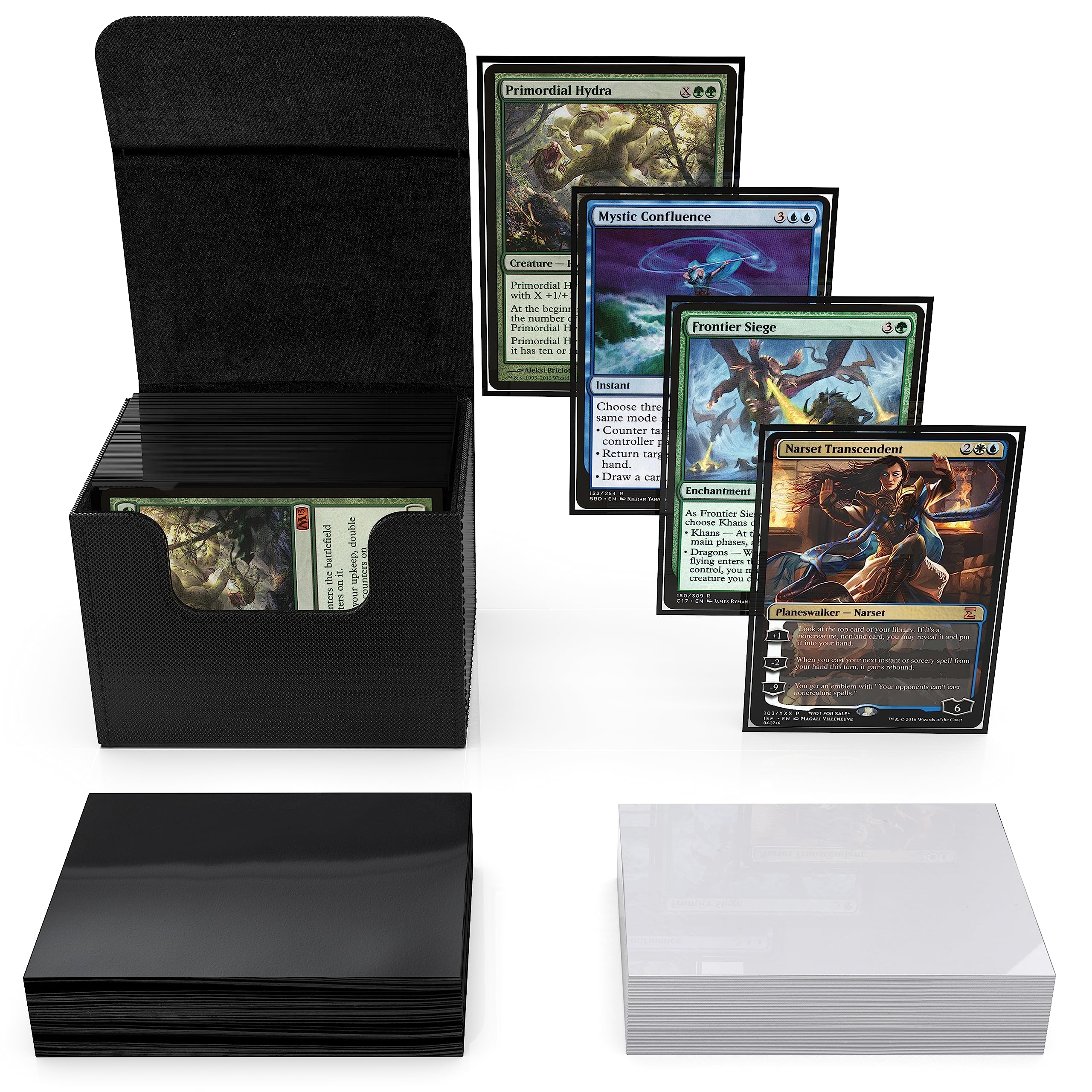 MTG Deck Box (Black) | 100 Card Deck Box Kit - Includes Inner and Outer Sleeves. Yugioh Deck Box. Ultra Compatible Pokemon Deck Box. TCG Pro Deck Box MTG. MTG Commander Deck Box. Magic the Gathering.