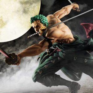 AinShine Roronoa Zoro One Piece Statue Action Figure with One piece Bonus Cards,Realistic Character Model Ornaments,Three Swords Style Secret Technique Three Thousand Worlds SOLDBY Only