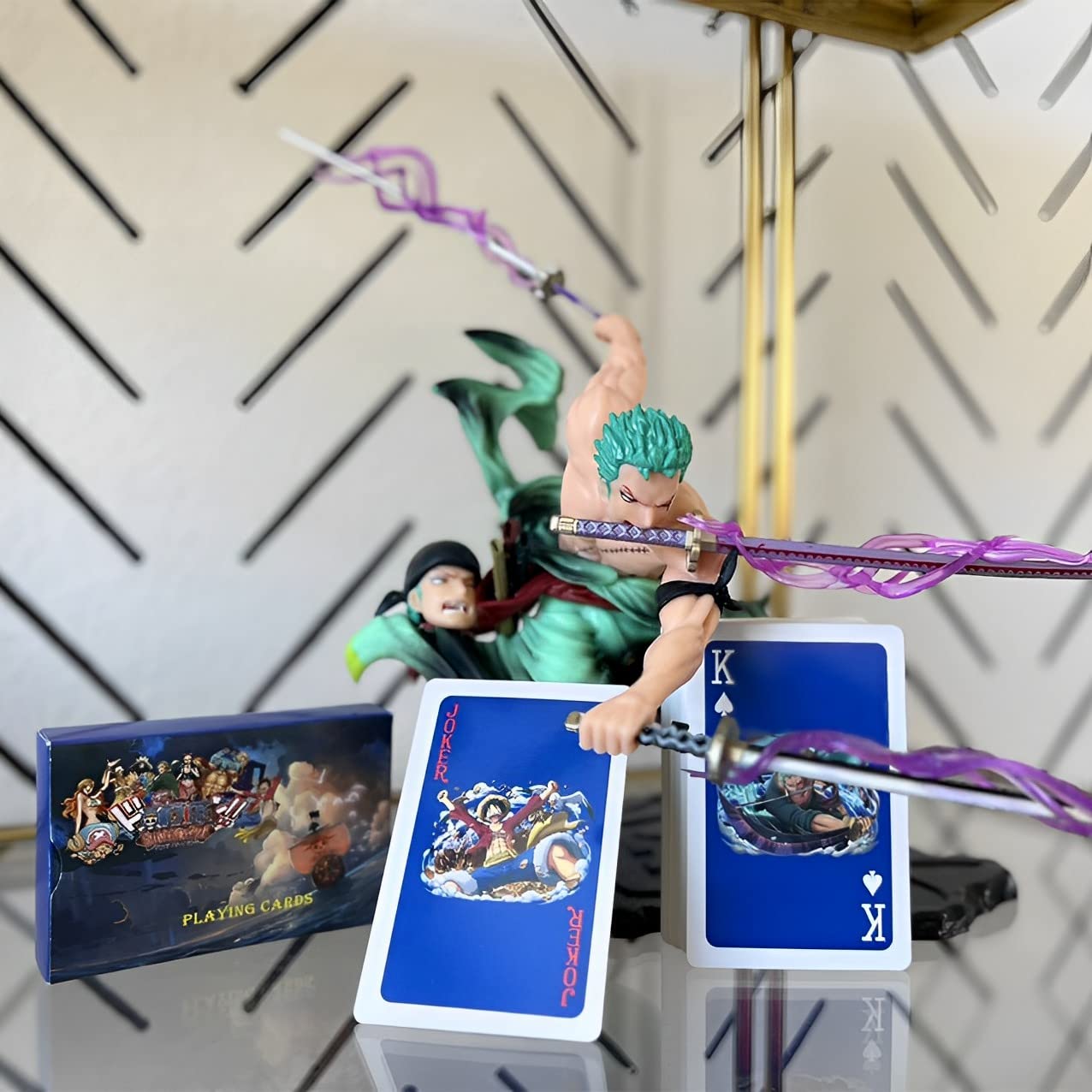 AinShine Roronoa Zoro One Piece Statue Action Figure with One piece Bonus Cards,Realistic Character Model Ornaments,Three Swords Style Secret Technique Three Thousand Worlds SOLDBY Only