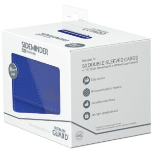 Ultimate Guard Sidewinder 80+, Deck Box for 80 Double-Sleeved TCG Cards, Blue, Magnetic Closure & Microfiber Inner Lining for Secure Storage