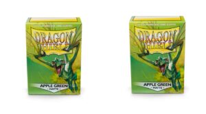 2 packs dragon shield matte apple green standard size 100 ct card sleeves value bundle!