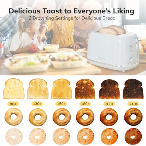 2 Slice Toaster Retro Stainless Steel Toaster with Bagel, Cancel, Defrost Function and 6 Bread Shade Settings Bread Toaster, Extra Wide Slot and Removable Crumb Tray, Blue