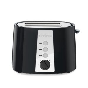 seedeem toaster 2 slice, extra wide slot toaster, 7 shade settings, bread toaster with cancel, defrost, reheat function, extra wide slots for waffle or bagel, removable crumb tray, 750w, classic black