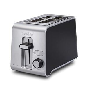 proctor silex 2 slice toaster with extra wide slots, sure-toast technology, shade selector & bagel setting, black and silver (22302)