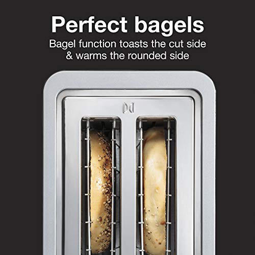 Proctor Silex 2 Slice Toaster with Extra Wide Slots, Sure-Toast Technology, Shade Selector & Bagel Setting, Black and Silver (22302)