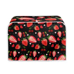 coldinair strawberry love print toaster cover 2 slice for small kitchen appliance bread maker dust and fingerprint protection