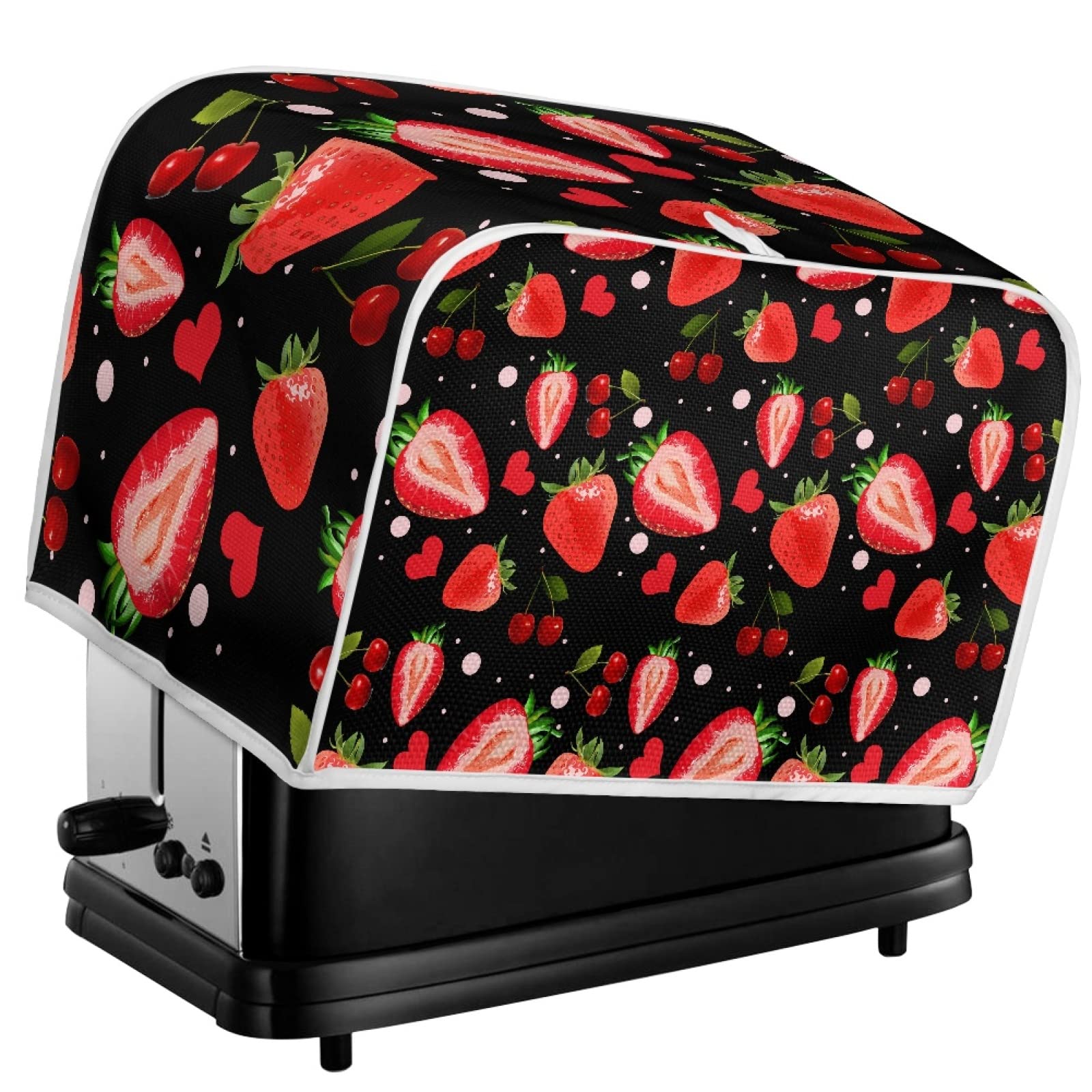 Coldinair Strawberry Love Print Toaster Cover 2 Slice for Small Kitchen Appliance Bread Maker Dust and Fingerprint Protection