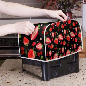 Coldinair Strawberry Love Print Toaster Cover 2 Slice for Small Kitchen Appliance Bread Maker Dust and Fingerprint Protection