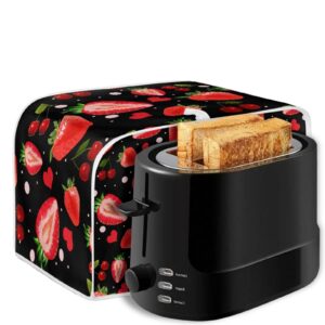 Coldinair Strawberry Love Print Toaster Cover 2 Slice for Small Kitchen Appliance Bread Maker Dust and Fingerprint Protection