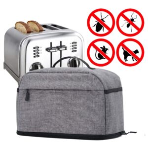 VOSDANS 4 Slice Toaster Cover with Removable Bottom 2-in-1 Toaster Bag with Pockets Toaster Storage Bag with Handle, Dust and Fingerprint Protection, Machine Washable, Gray (Patent Design)