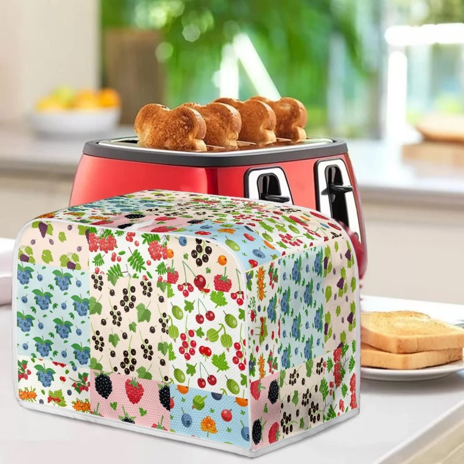 FOR U DESIGNS Toaster Dust Cover 2 Slice Bread Maker Cover Fruit Pattern Toasters Covers Washable Stain Resistant Kitchen Small Appliance Cover