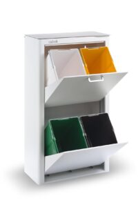 don hierro - cubek - recycling trash can, cabinet trash can, waste bin, 4 individual tilt-out compartments. - white