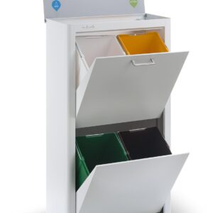 DON HIERRO - CUBEK - Recycling trash can, cabinet trash can, waste bin, 4 individual tilt-out compartments. - White