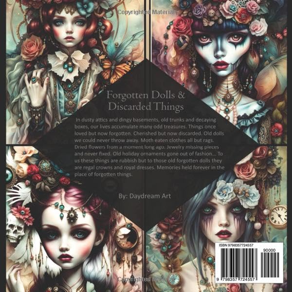 Creepy Collections: Forgotten Dolls & Discarded Things Coloring Book: 24 Grayscale images to color