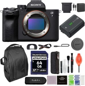 sony a7 iv mirrorless digital camera bundle with delkin 64gb sd card, backpack & more| sony alpha 7 iv