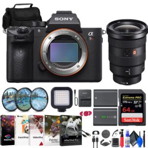 sony a7r iiia mirrorless camera (ilce7rm3a/b) + sony fe 16-35mm lens (sel1635gm) + 64gb card + filter kit + bag + np-fz100 compatible battery + card reader + led light + more (renewed)