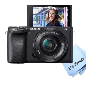 Sony Alpha a6400 Mirrorless Digital Camera with 16-50mm Lens + 64GB Card, Tripod, Case, and More (18pc Bundle) (Renewed)