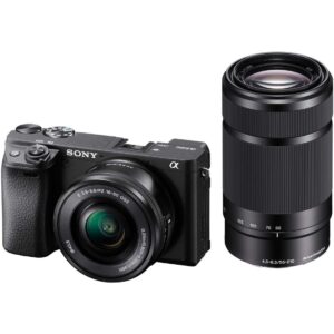 sony alpha a6400 mirrorless camera double zoom lens kit, selp1650 f3.5-5.6 + sel55210 f4.5-6.3 sel55210 black (renewed)