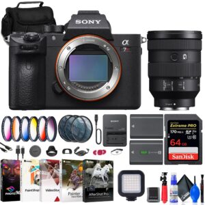 sony a7r iiia mirrorless camera (ilce7rm3a/b) + sony fe 24-105mm lens + 64gb card + filter kit + color filter kit + lens hood + bag + np-fz100 compatible battery + card reader + more (renewed)