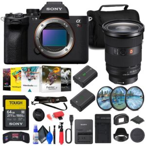 sony a7r v mirrorless camera (ilce7rm5/b) fe 24-70mm lens (sel2470gm2) + 64gb card + filter kit + corel photo software + bag + np-fz100 compatible battery + external charger + more (renewed)