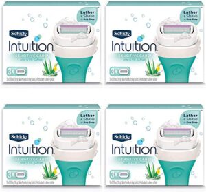 schick intuition pure nourishment womens razor refills with coconut milk and almond oil, 3 count (pack of 4)