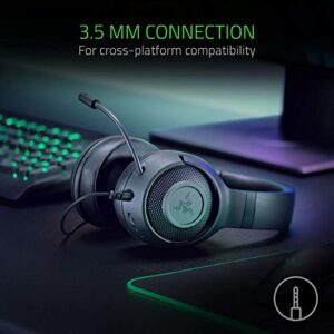 Razer Kraken X - Multi-Platform Wired Gaming Headset (Bendable Cardiod Microphone, Custom-Tuned 40 mm Drivers, 3.5 mm Connection, Oval Ear Cushions, Adjustable Headband) Black