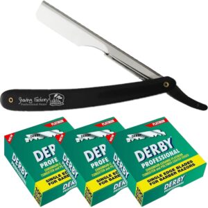 derby, the shave factory razor blades black, silver (three pieces)