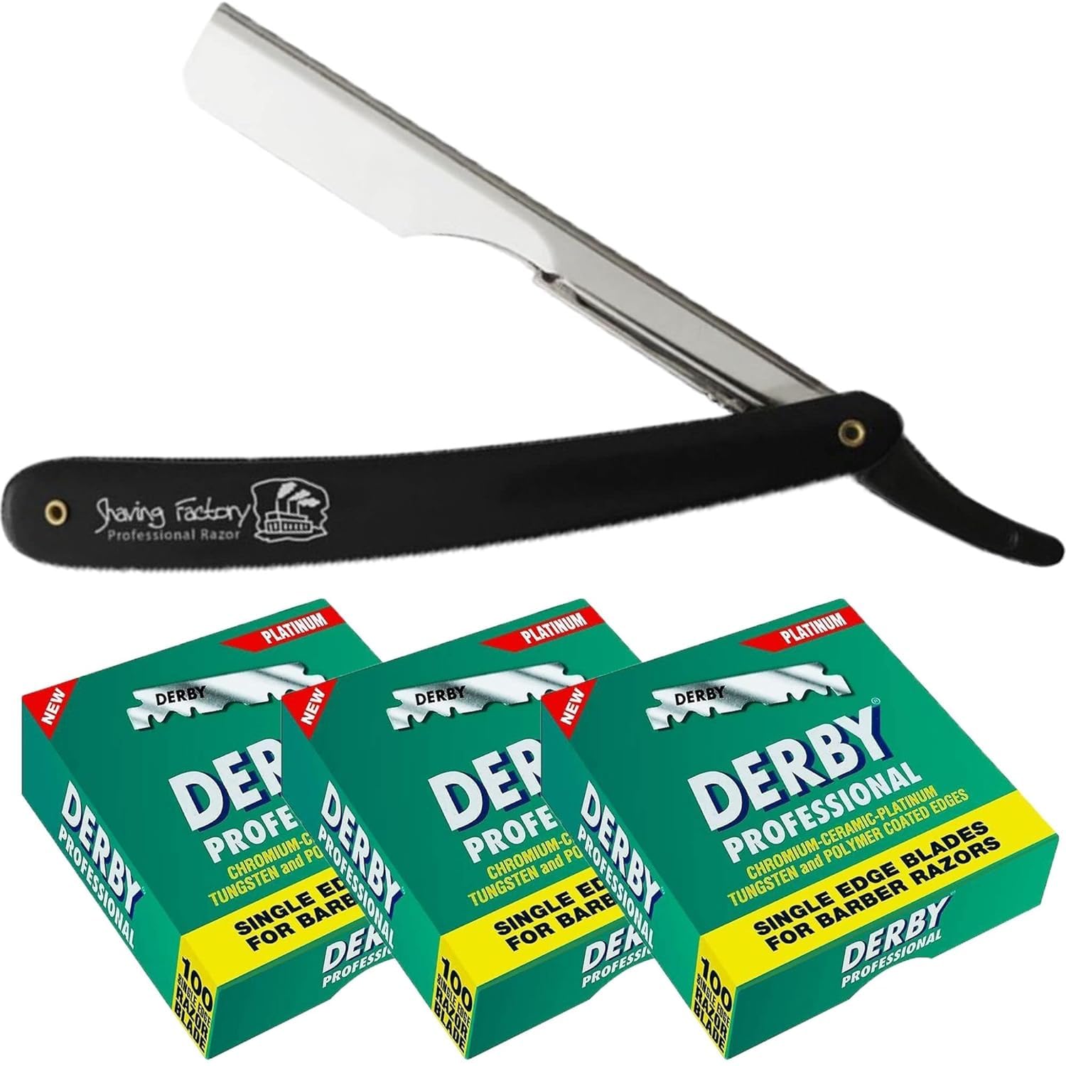 Derby, The Shave Factory Razor Blades Black, Silver (Three Pieces)