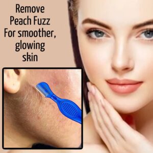 ALAZCO 30 pc Eyebrow Razor Precision Shaver Facial Exfoliating Dermaplaning Tool Peach Fuzz Face Brow Touch-Up Shaper Lip Bikini Area Razor Trimmer Washable Reusable Women Men - Blue