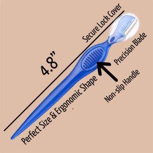 ALAZCO 30 pc Eyebrow Razor Precision Shaver Facial Exfoliating Dermaplaning Tool Peach Fuzz Face Brow Touch-Up Shaper Lip Bikini Area Razor Trimmer Washable Reusable Women Men - Blue