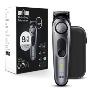 braun all-in-one style kit series 7 7410, 8-in-1 trimmer for men with beard trimmer, body trimmer for manscaping, hair clippers & more, braun’s sharpest blade, 40 length settings, waterproof