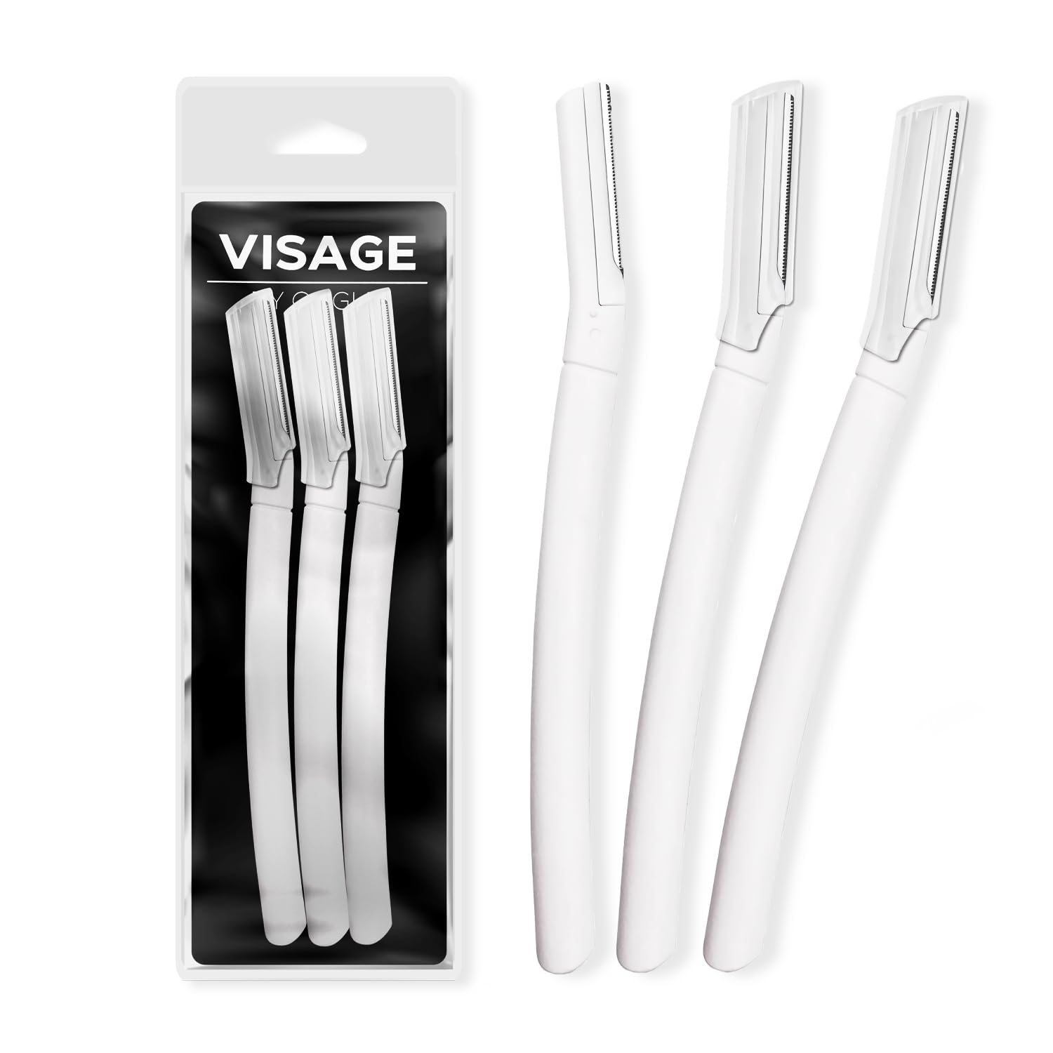 Visage Women's Face Shaver, Dermaplaning Razor, Precision Facial Hair Removal Tool, Eyebrow Razor, Peach Fuzz Remover, Face Shavers for Women and Men - 3 Count