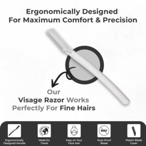 Visage Women's Face Shaver, Dermaplaning Razor, Precision Facial Hair Removal Tool, Eyebrow Razor, Peach Fuzz Remover, Face Shavers for Women and Men - 3 Count