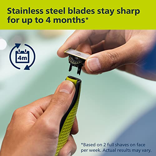 Philips Norelco OneBlade 360 Blades, Genuine Replacement Blades for OneBlade Electric Shaver and Trimmer, Durable Stainless Steel, Trim, Edge and Shave, 3 Pack, Model QP430/80