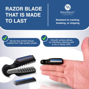 NeatNeck Precision Neck Shaver for Men - Compact & Comfortable Grip with 3 Disposables Razor Blades - Smooth Shave for Harry Necks - Portable Design, Up to 30 Uses - Perfect for Sensitive Skin