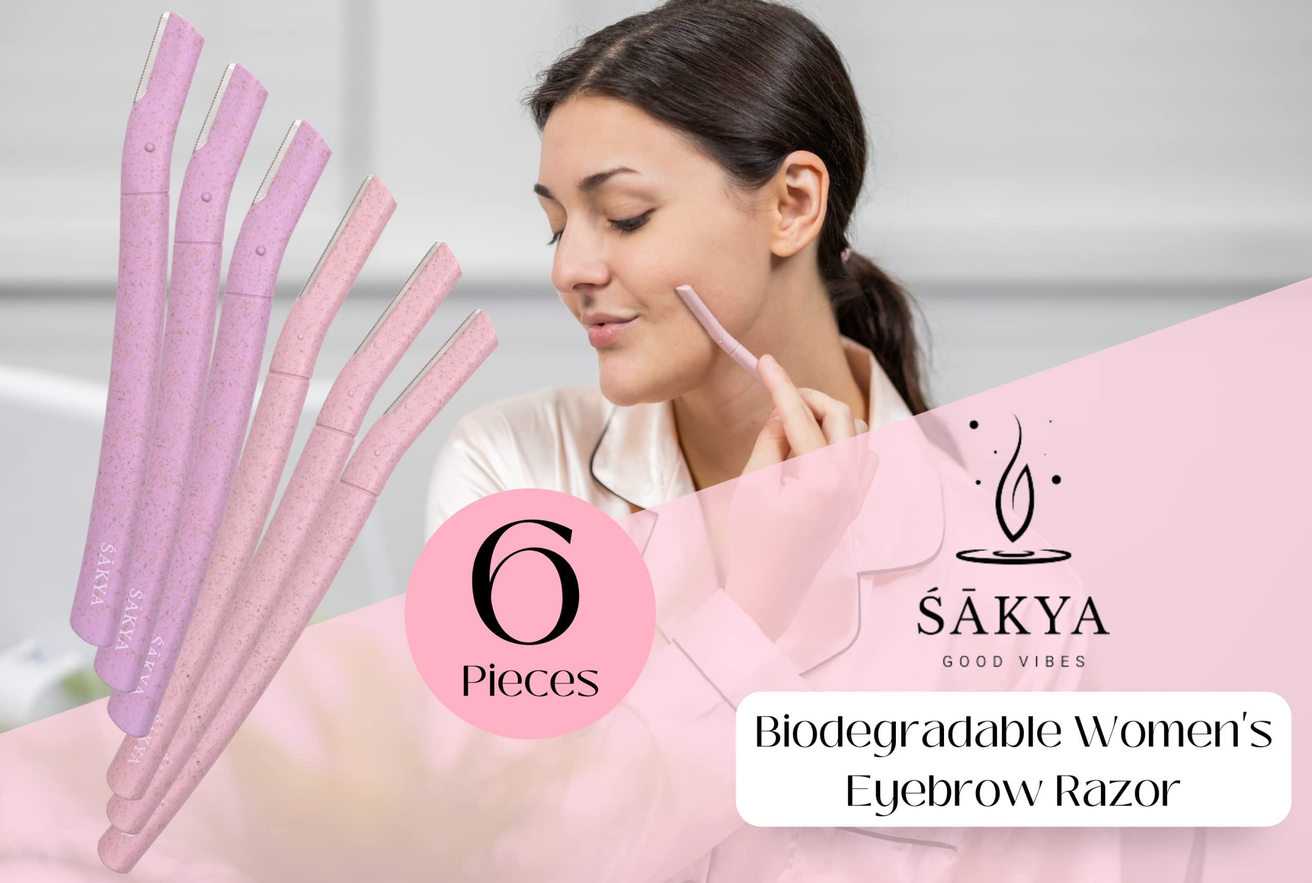 Sakya Biodegradable Women's Dermaplaning Tool - Dermaplane Facial Sensitive Skin Hair Removal Face Razor, Twinkle Blade for Eyebrows & Peach Fuzz - Sonic