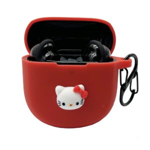 Cartoon Kawaii Case for Bose QuietComfort Earbuds II Case(2022), Seadream Portable Cute 3D Cat Animal Cartoon Scratch Shock Resistant Protective Cover with Carabiner (Cat)