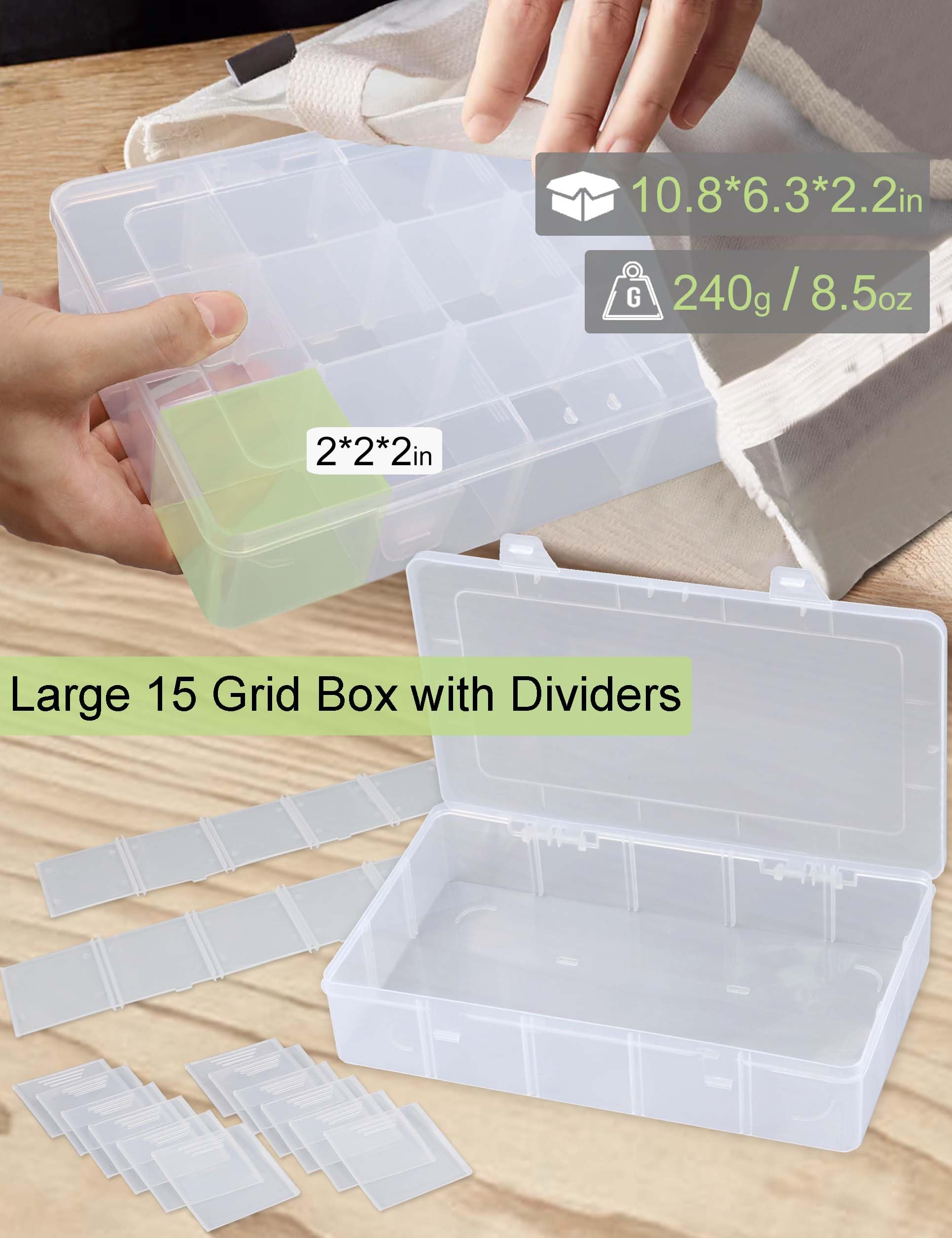 YVUDW Tackle Box Organizer Plastic Jewelry Box with Dividers Snackle Box Charcuterie Container Bead Organizer Containers Craft Storage Organizers 4 Pack