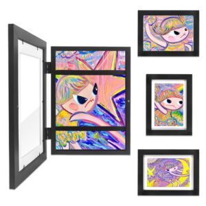 graduationmall kids art frames, front opening a4 kids artwork display frame picture frame for 50+ pictures, children drawing crafts storage frame