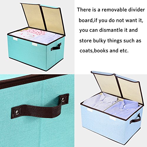 senbowe Larger Storage Cubes [4-Pack] 33 Quart Linen Fabric Foldable Collapsible Storage Cube Bin Organizer Basket with Lid, Handles, Removable Divider For Home, Closet - (16.5 x 11.8 x 9.8”)