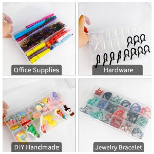 24 Grids Plastic Organizer Box With Dividers Clear Craft Storage Bead Organizer Box Earring Organizer Travel Pill Organizer Jewelry Organizer Storage Boxes Screw Seed Small Parts Organizer Hair Tie