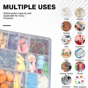 24 Grids Plastic Organizer Box With Dividers Clear Craft Storage Bead Organizer Box Earring Organizer Travel Pill Organizer Jewelry Organizer Storage Boxes Screw Seed Small Parts Organizer Hair Tie